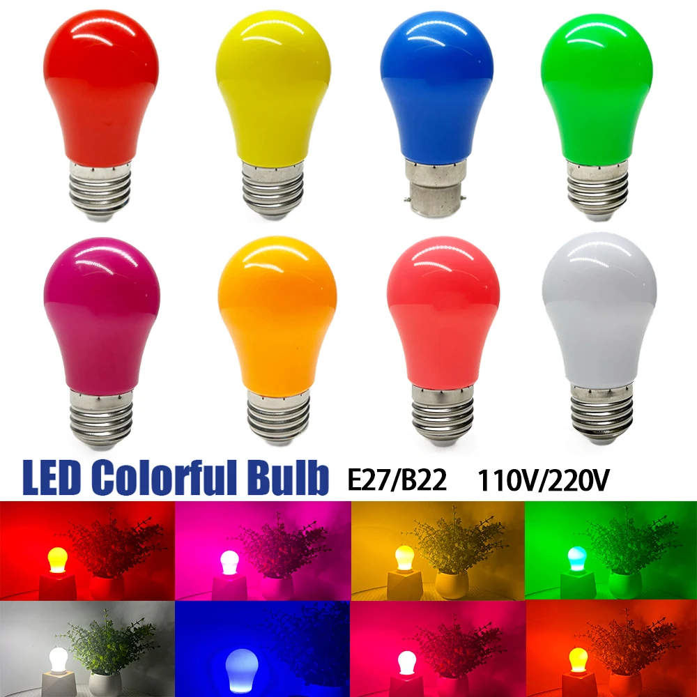 Colorful-Led-Light-Bulb-E27-B22-2W-Lamp-AC220V-110V-Red-Blue-Green ...