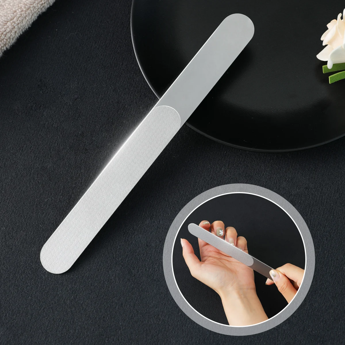 1pc Nail File Stainless Steel Double Side Nail File Metal File Manicure ...
