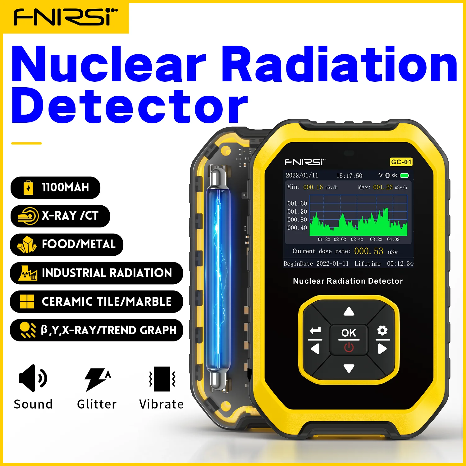 Fnirsi Gc-01 Geiger Counter Nuclear Radiation Detector X-ray Γ-ray Β ...