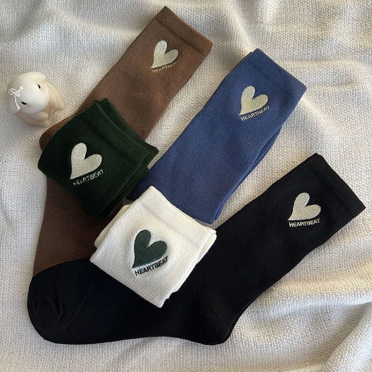 Long-Cute-Socks-Women-Cotton-Love-Heart-Print-Kawaii-Beautiful-Ladies ...