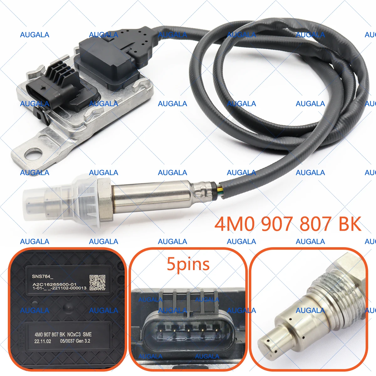 AUGALA-Nitrogen-Oxide-Sensor-NOx-Sensor-4M0907807BK-For-Audi-A6-C8-A7 ...