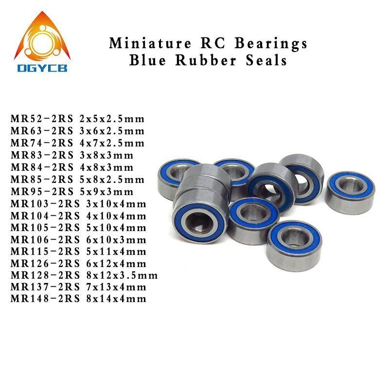 10pcs 4x10x4 MR104 2RS Blue Ball Bearing MR104 2RS L1040DD RC Car Truck ...
