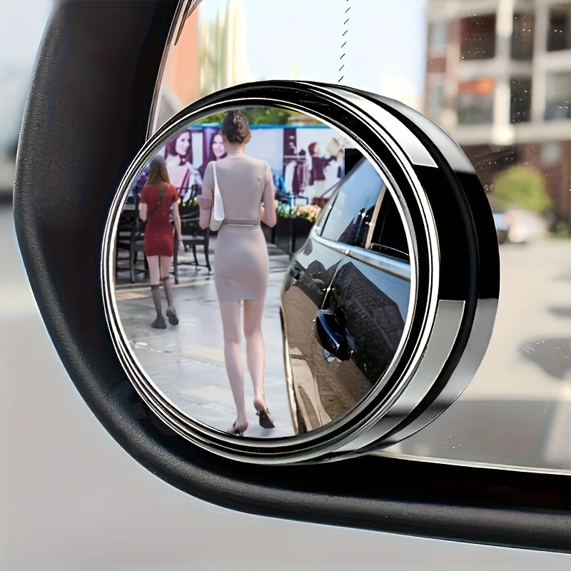 2 High-Definition Glass Car Auxiliary Small Round Mirrors, 360-Degree ...