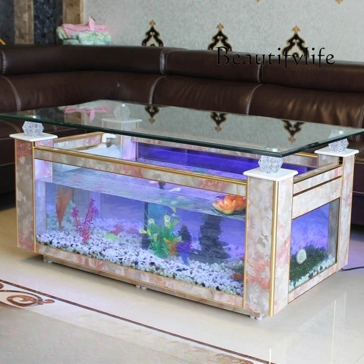 Water-free rectangular coffee table fish tank living room ecological ...