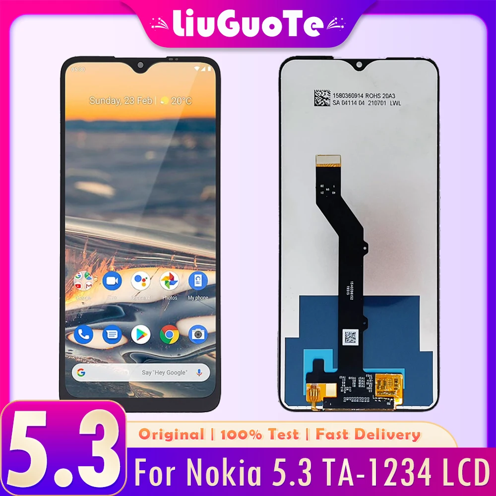 6.55" Original Display for Nokia 5.3 LCD TA-1234 TA-1227 TA-1229 TA ...