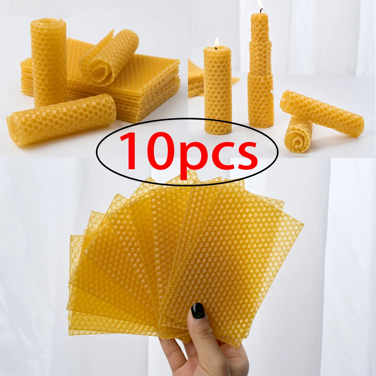10PCS-Natural-Beeswax-Flake-Excellent-Honeycomb-Base-Tablets-Beeswax ...
