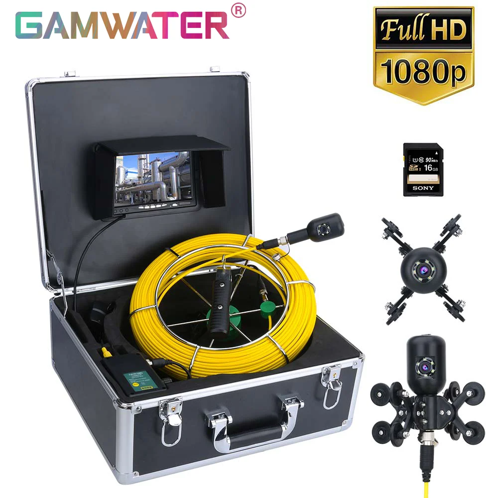 GAMWATER 배수관 하수도 파이프라인 산업용 내시경, 7 인치 IPS 스크린, 1080P HD 파이프 검사 비디오 카메라 ...