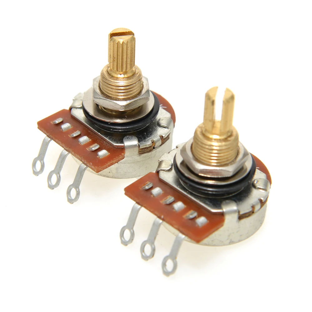 2-Pieces-Brass-Short-Long-Shaft-Potentiometers-Pots-250K-500K-Options ...
