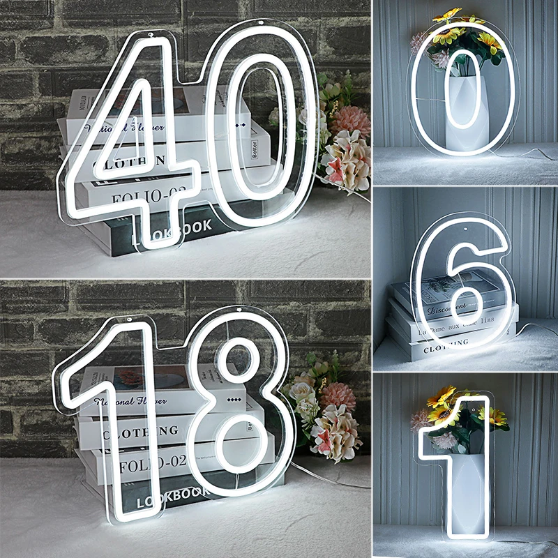 Light Bulb Numbers Birthday | Custom Neon Led Sign | Numbers Neon ...