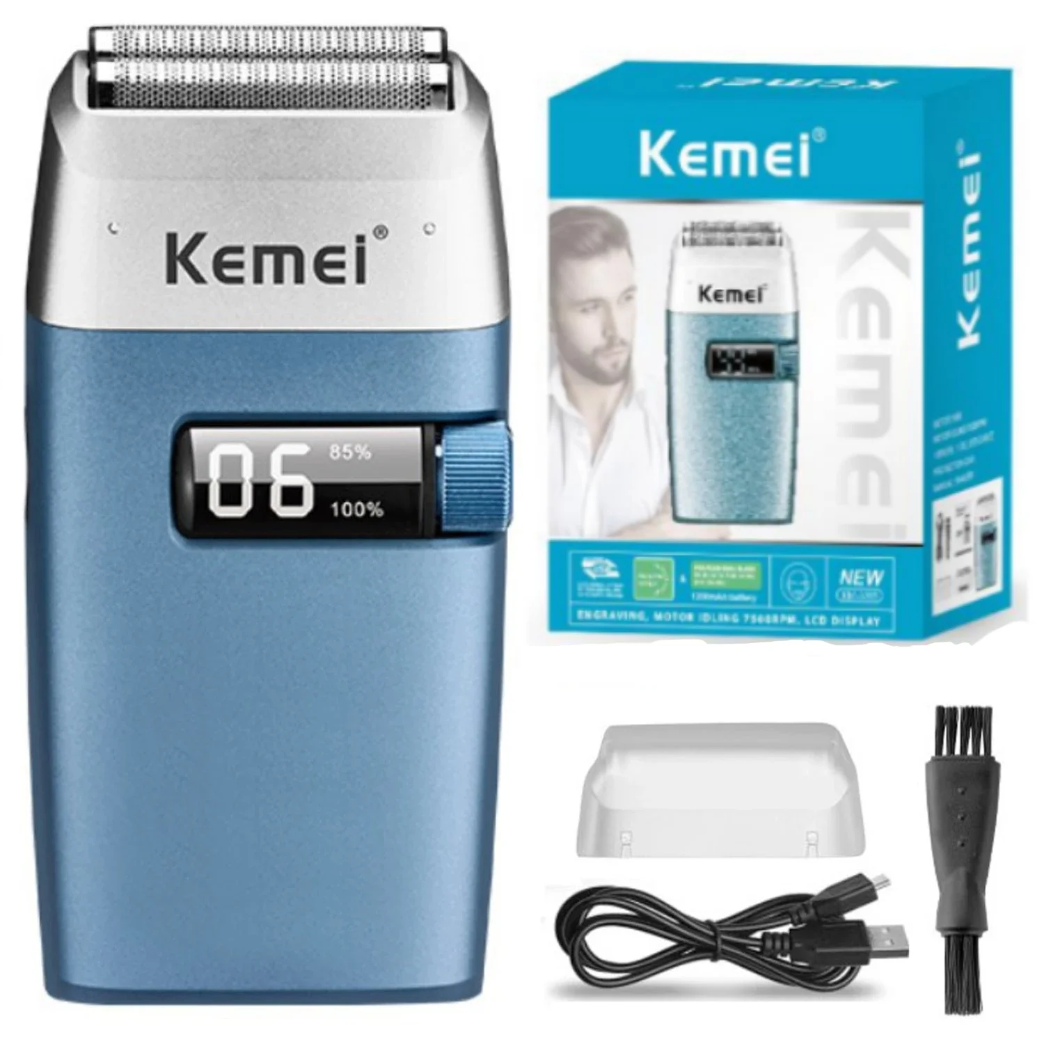 Kemei-KM-3385-Usb-Charging-Rechargeable-LCD-Beard-Trimmer-Mens-Shavers ...