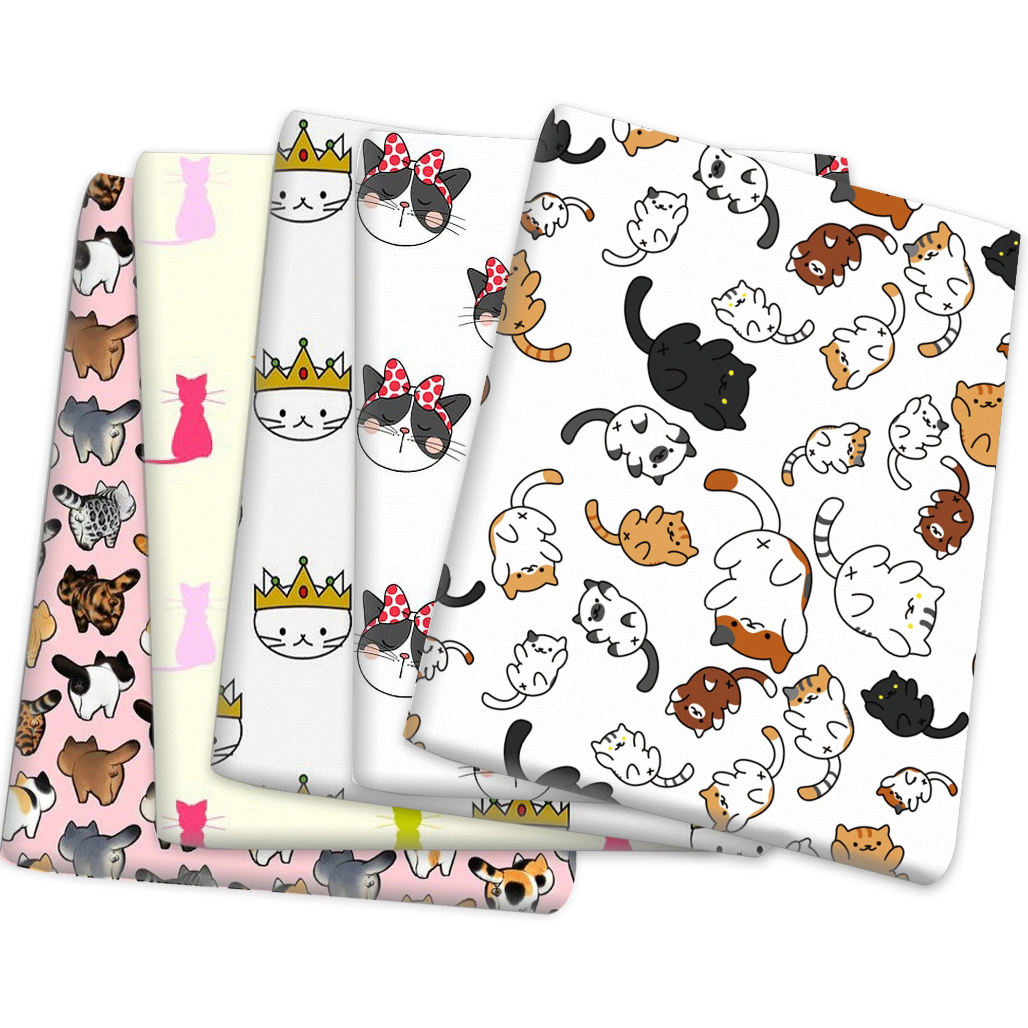 Tela de algodón puro con estampado de dibujos animados, tela de gato ...