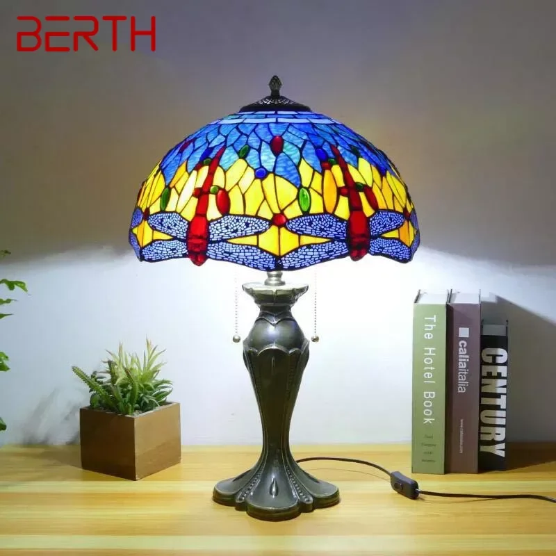 BERTH-Tiffany-Table-Lamp-American-Retro-Living-Room-Bedroom-Lamp ...