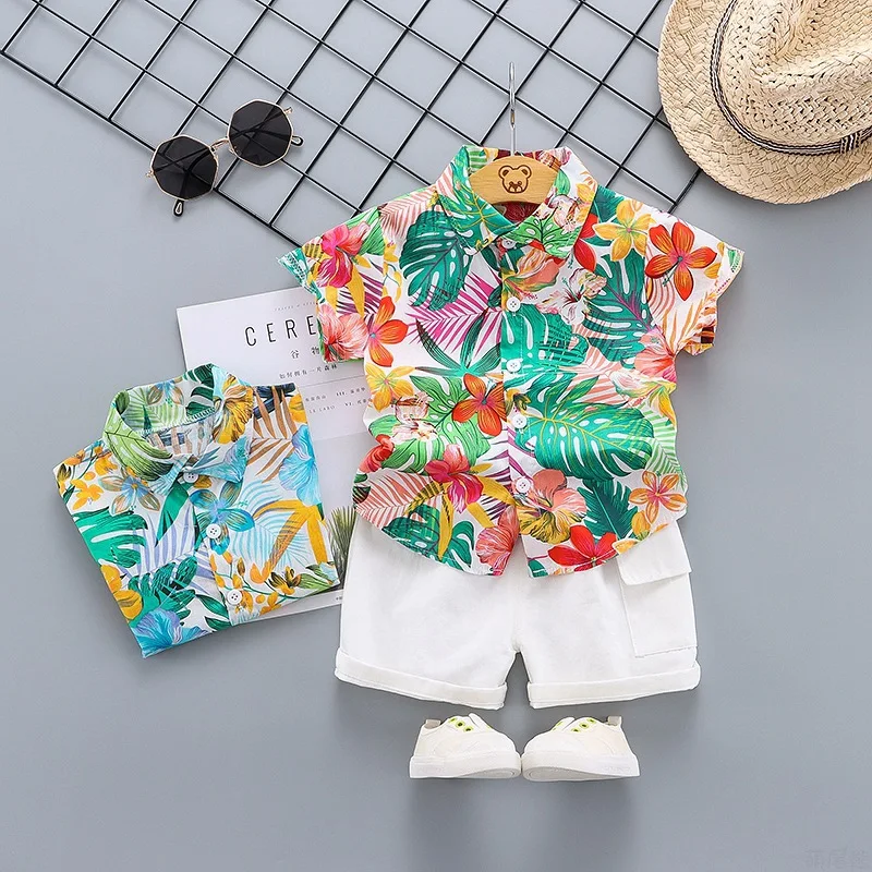 Kids Beach Clothes Set Toddler Baby Boys Summer Cotton Floral Short ...