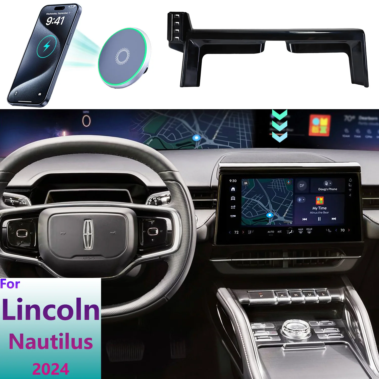 For-Lincoln-Nautilus-2024-Phone-Holder-Car-Magnetic-MagSafe-Wireless ...