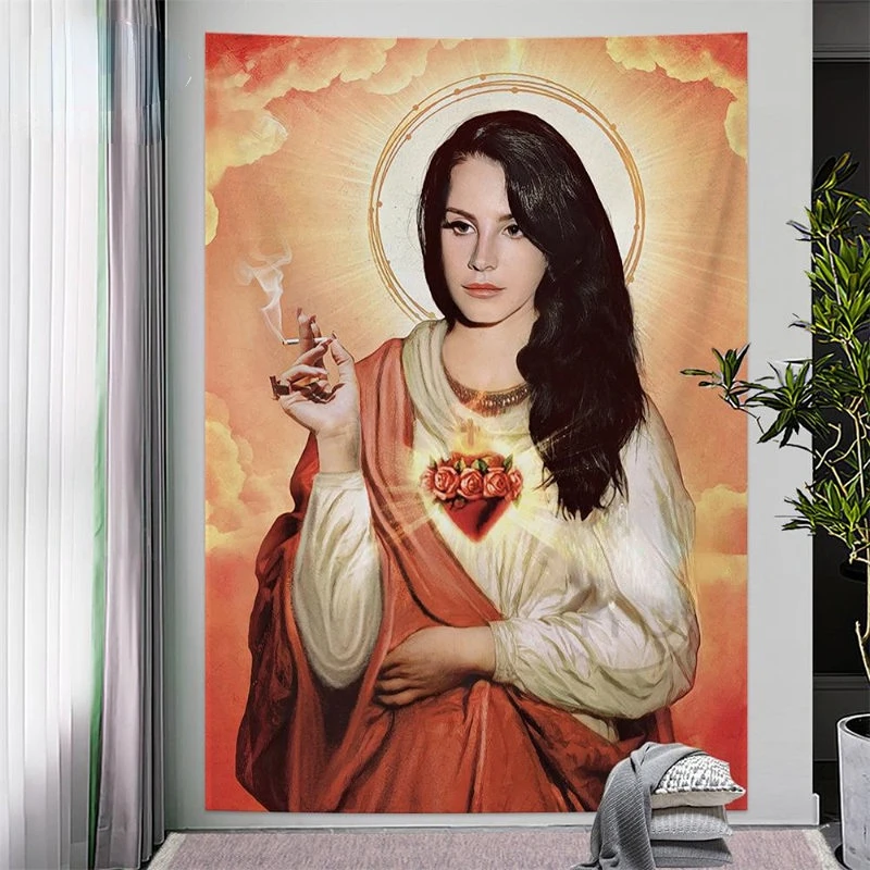 Saint Lana Del Rey Tapestry Religion Wall Hanging Tapestries Aesthetic Home Bedroom Living Room ...