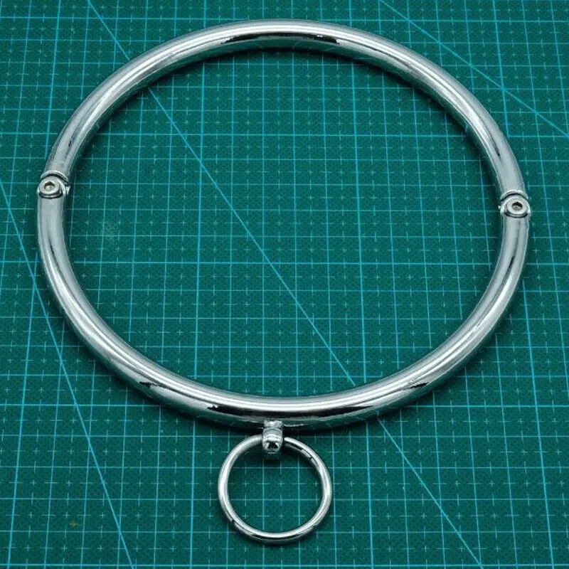 Metal-Rolled-O-Ring-Neck-Collar-Steel-Neck-Slave-Lockable-Nacklace-SM ...