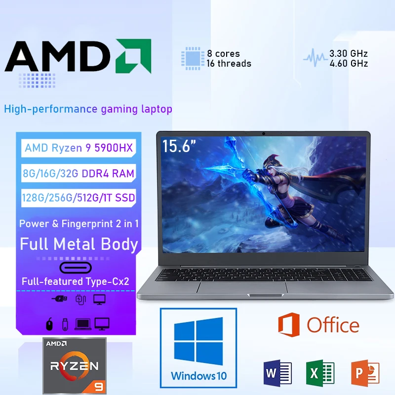 2023-Novo-15-6-Polegada-Gaming-Laptop-AMD-Ryzen-9-5900HX-Windows-10 ...
