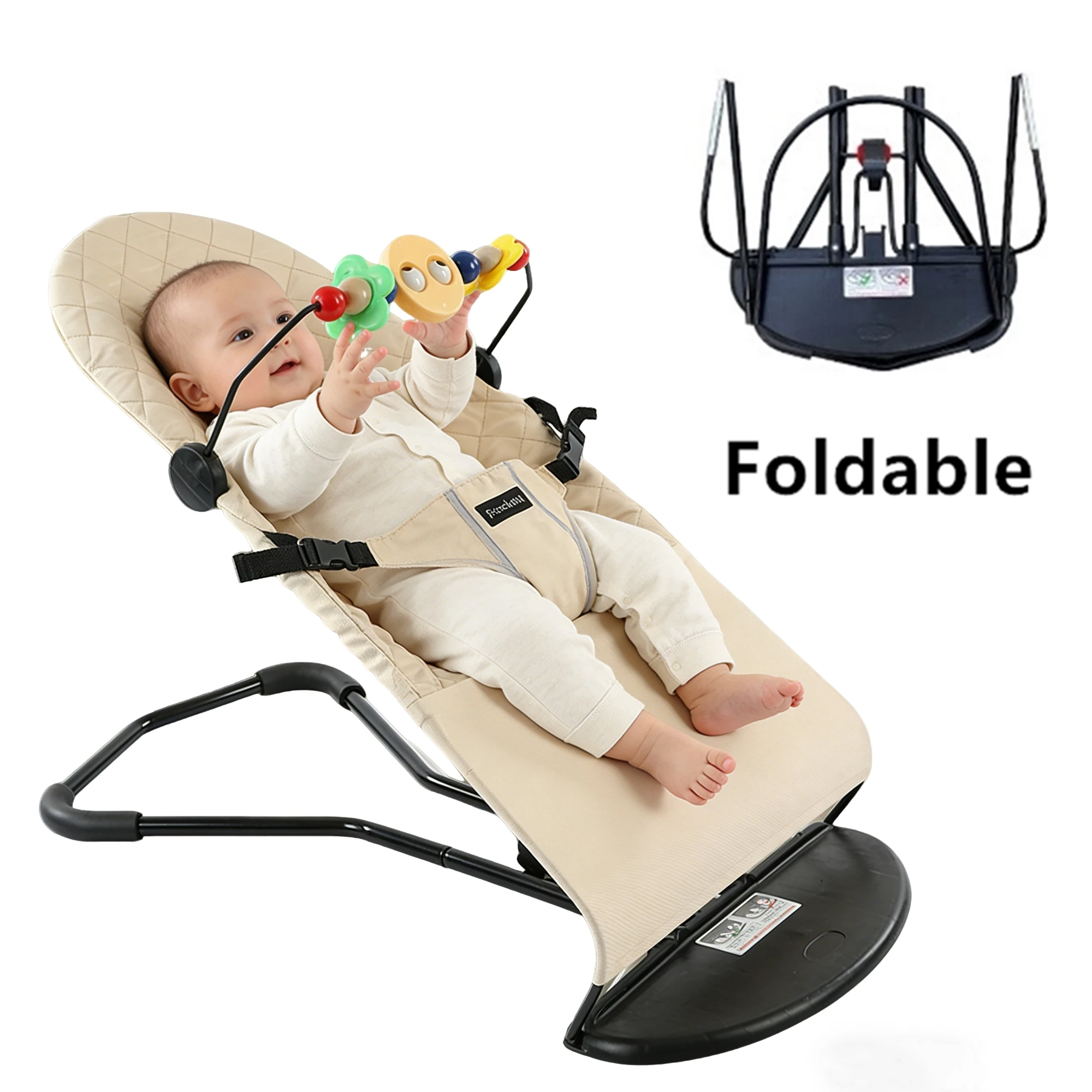 2-in-1 Convertible Baby Bouncer Seat with Toy Bar - No Battery Self ...