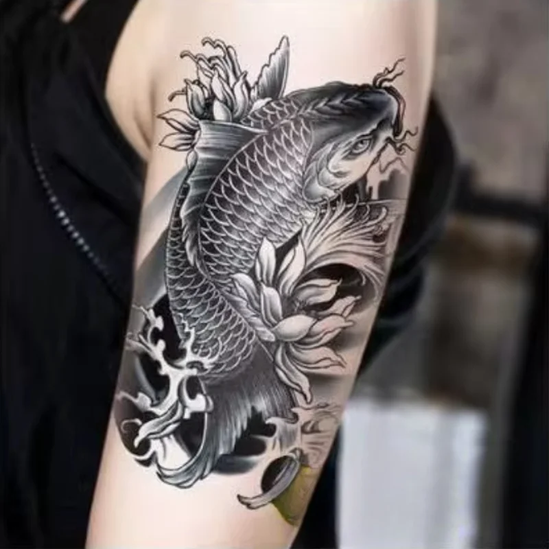 Carp Fish Lasting Tattoo Stickers for Man Women Goldfish Fake Tattoo ...