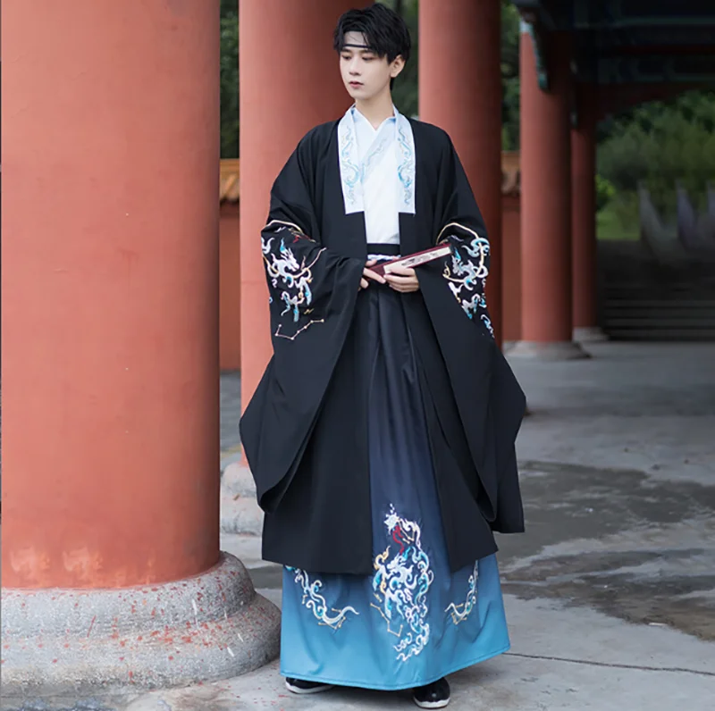 Large-Size-6XL-Gradient-Blue-Hanfu-Men-Chinese-Ancient-Embroidery-Hanfu ...