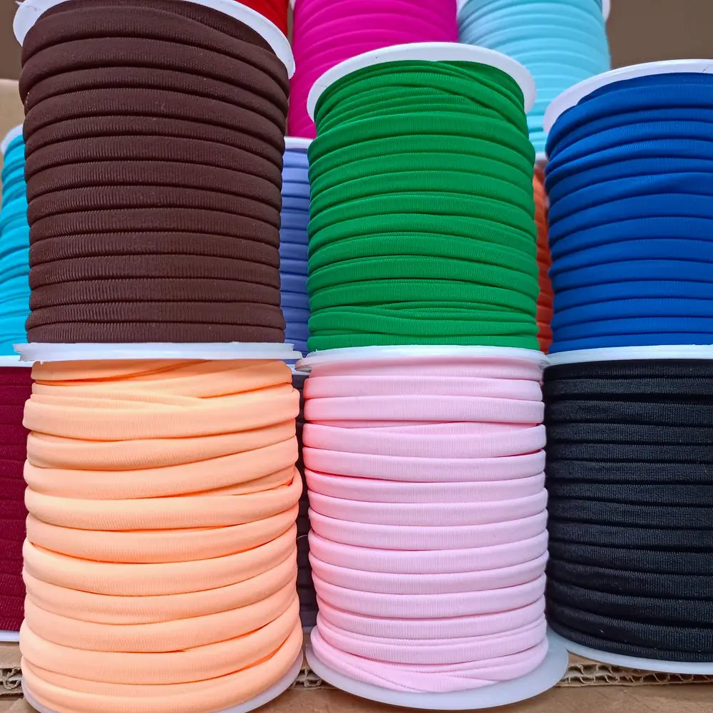 20Y/roll 5mm Plain Colour Elastane Cord Hollow Stitched Elastic Band ...