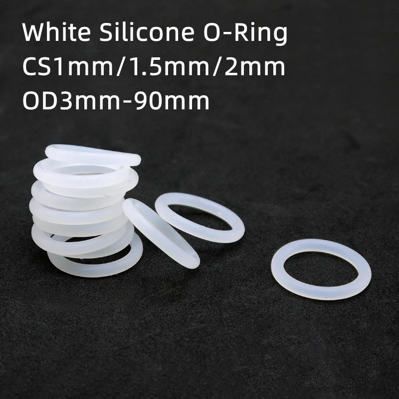50pcs/10pcs White Silicone O-ring OD3mm-90mmcs(thickness)1mm/1.5mm/2mm ...