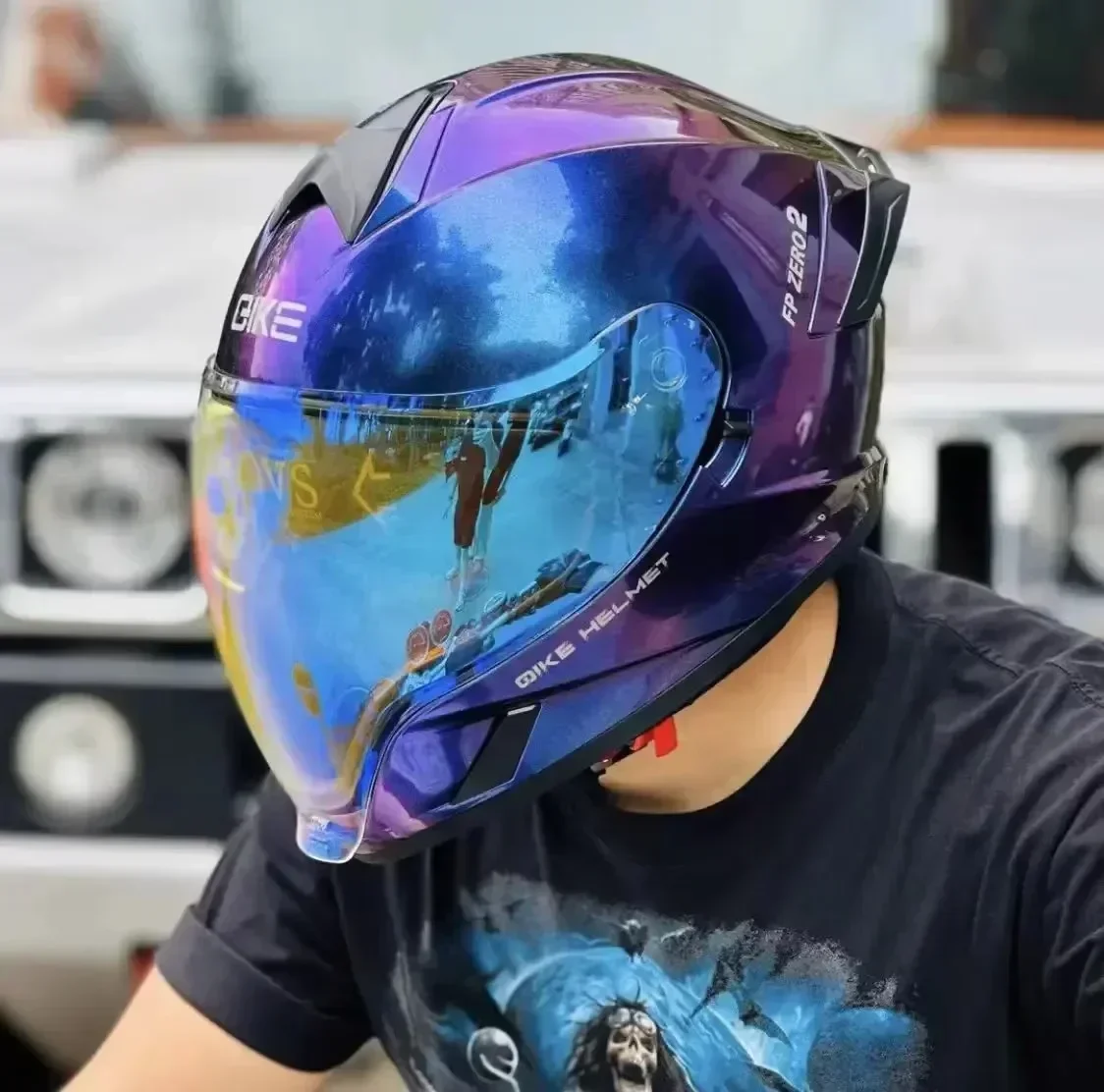 Motorcycle helmet Full face Double lens helmet Long color lens Cascos ...
