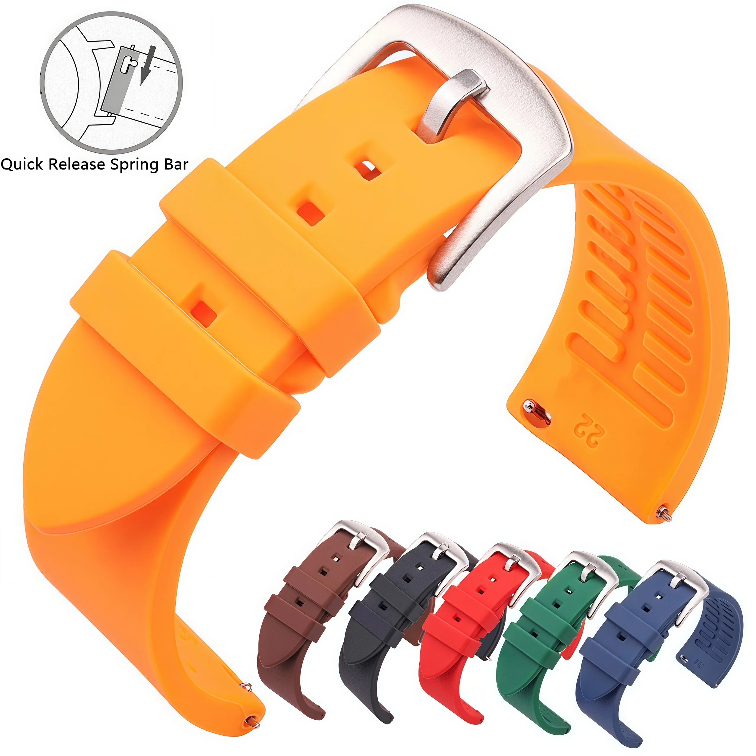 Universal Waterproof Silicone Sports Watch Band Durable Rubber Strap ...