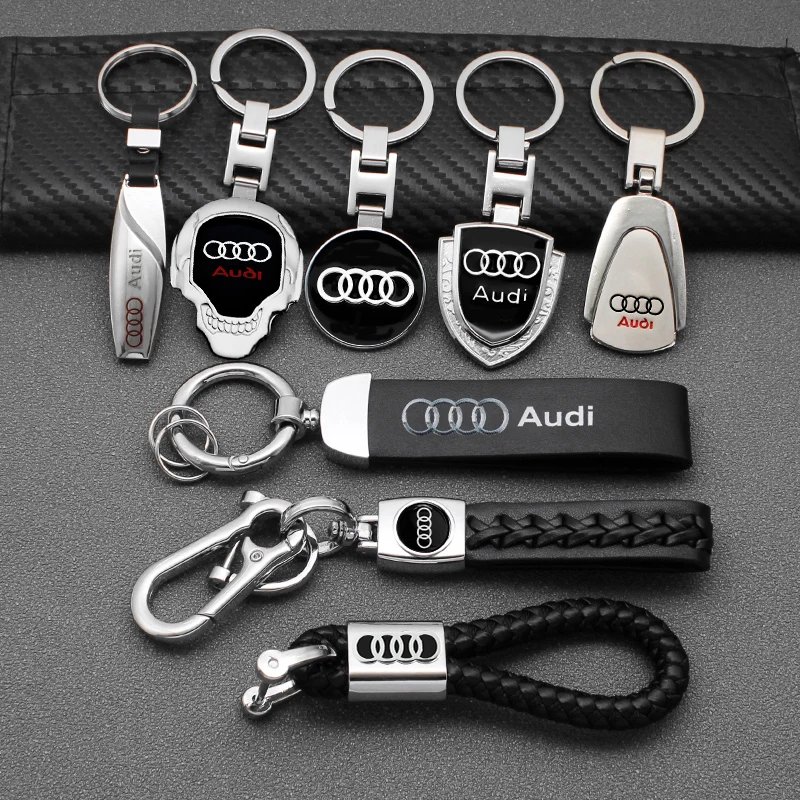 1pcs-Car-Key-Chain-Metal-Logo-Keyring-Leather-Keychain-For-Audi-A6-A5 ...