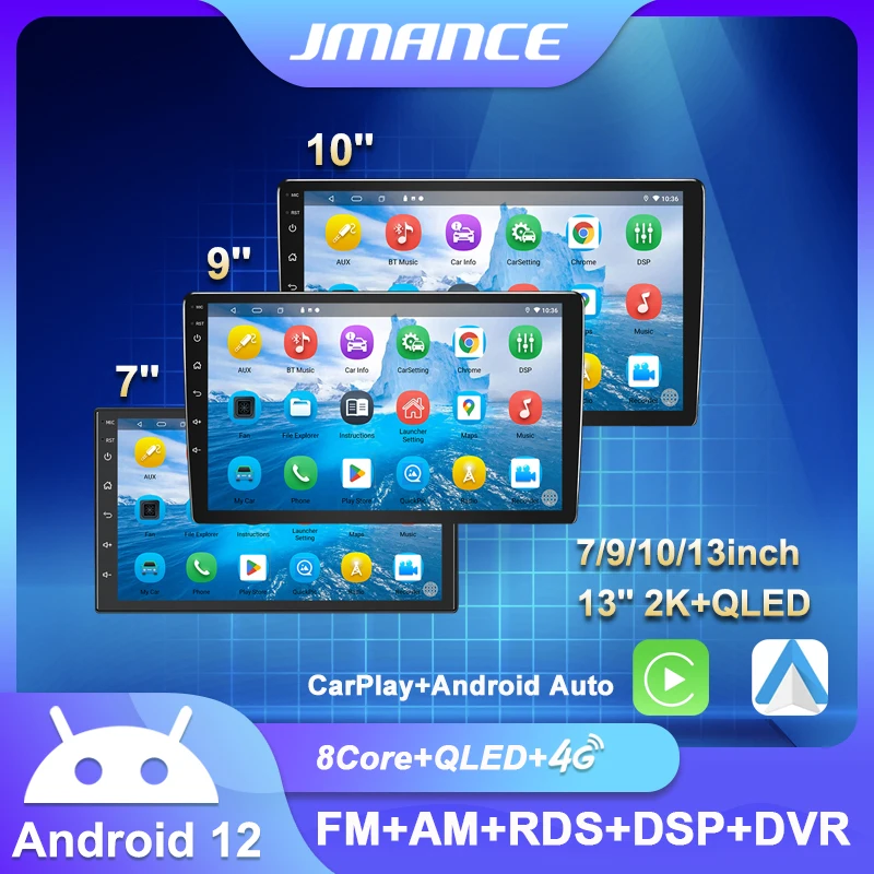 Jmance 2 Din Android 7 9 10 13 Inch Car Multimedia Video Player 2din ...