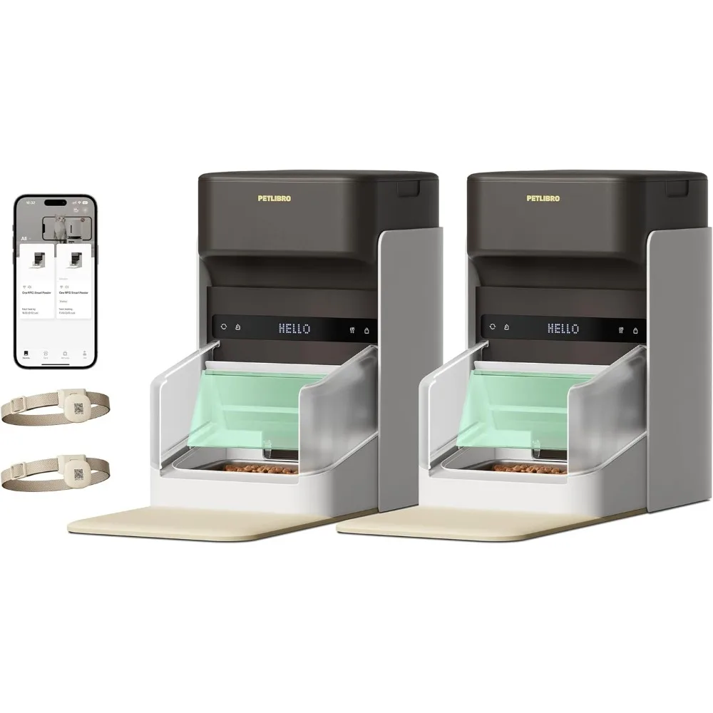 RFID Automatic Cat Feeders - 2 Cat Wi-Fi Feeders, 3L Auto Dispensers ...