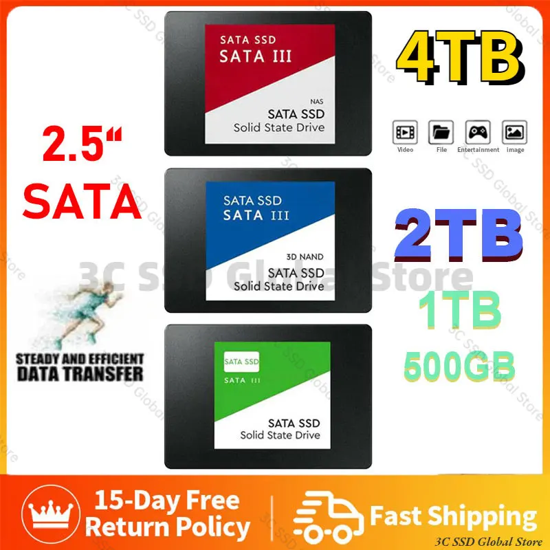 100% Original 1TB SATA SSD 2TB 4TB de alta velocidade de estado sólido SSD interno M.2 SATA 3 ...