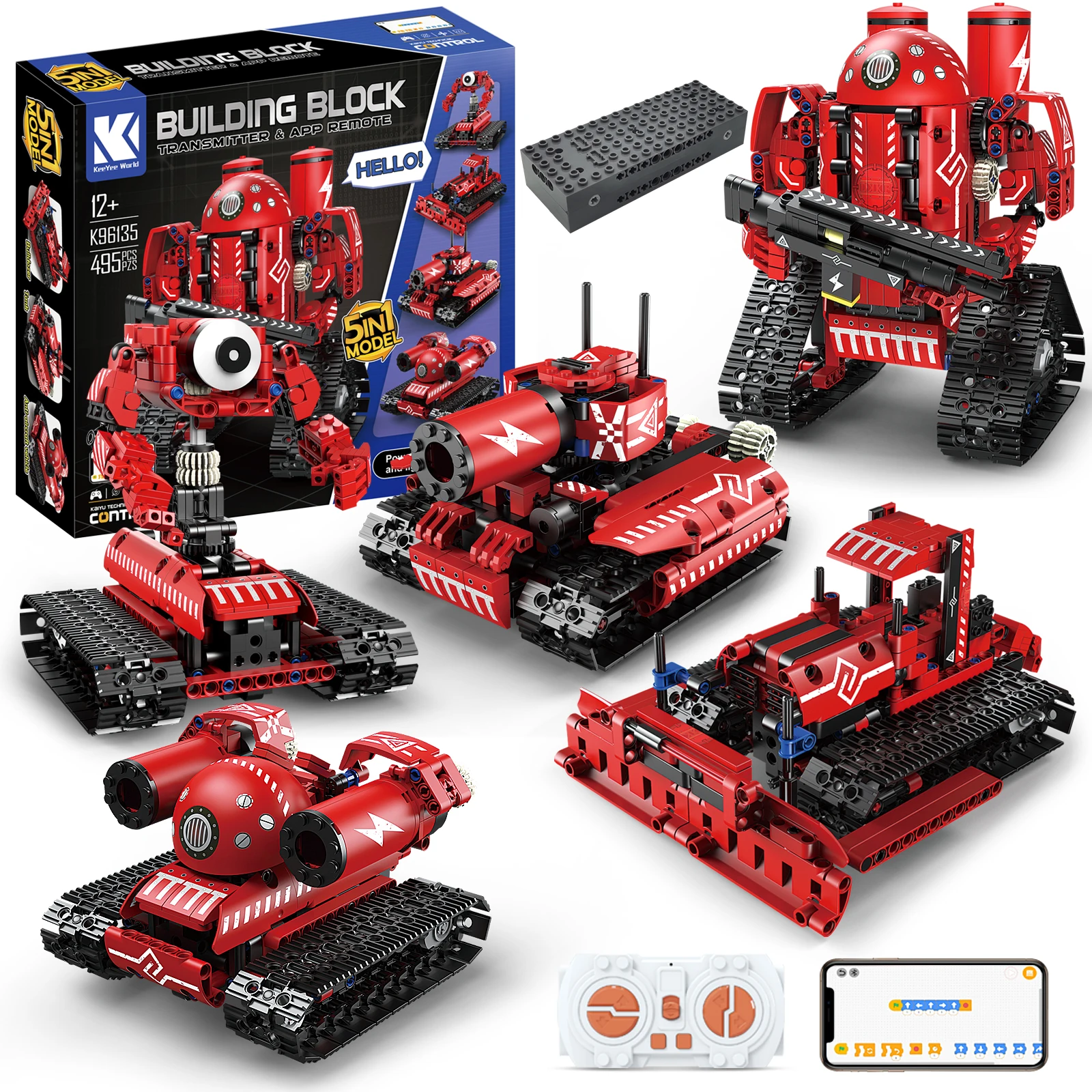 Technical Intelligent Robot K96135 APP Remote Control Building Blocks ...