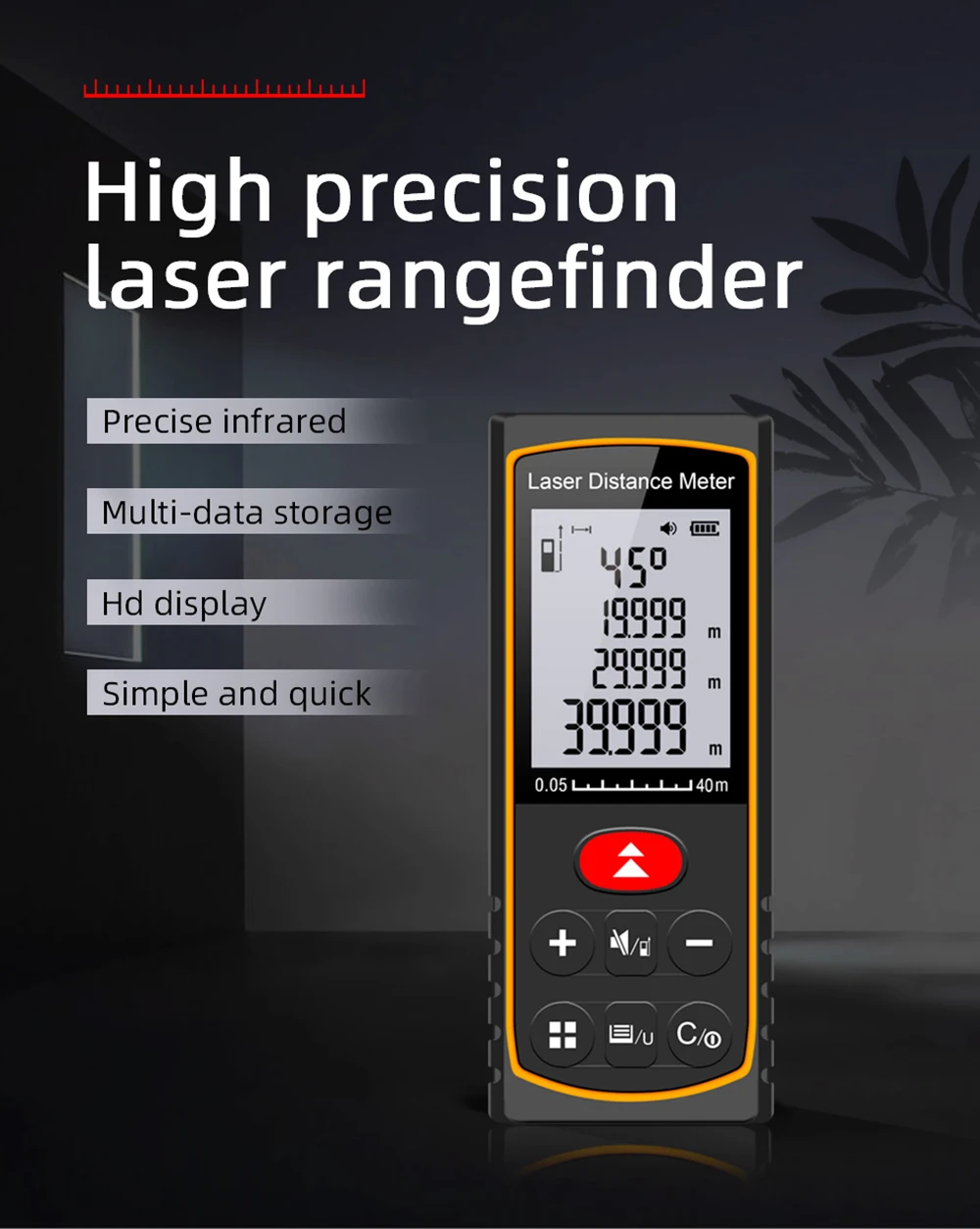 Laser-Measure-40m-131ft-Laser-Distance-Meter-Portable-Handle-Digital ...