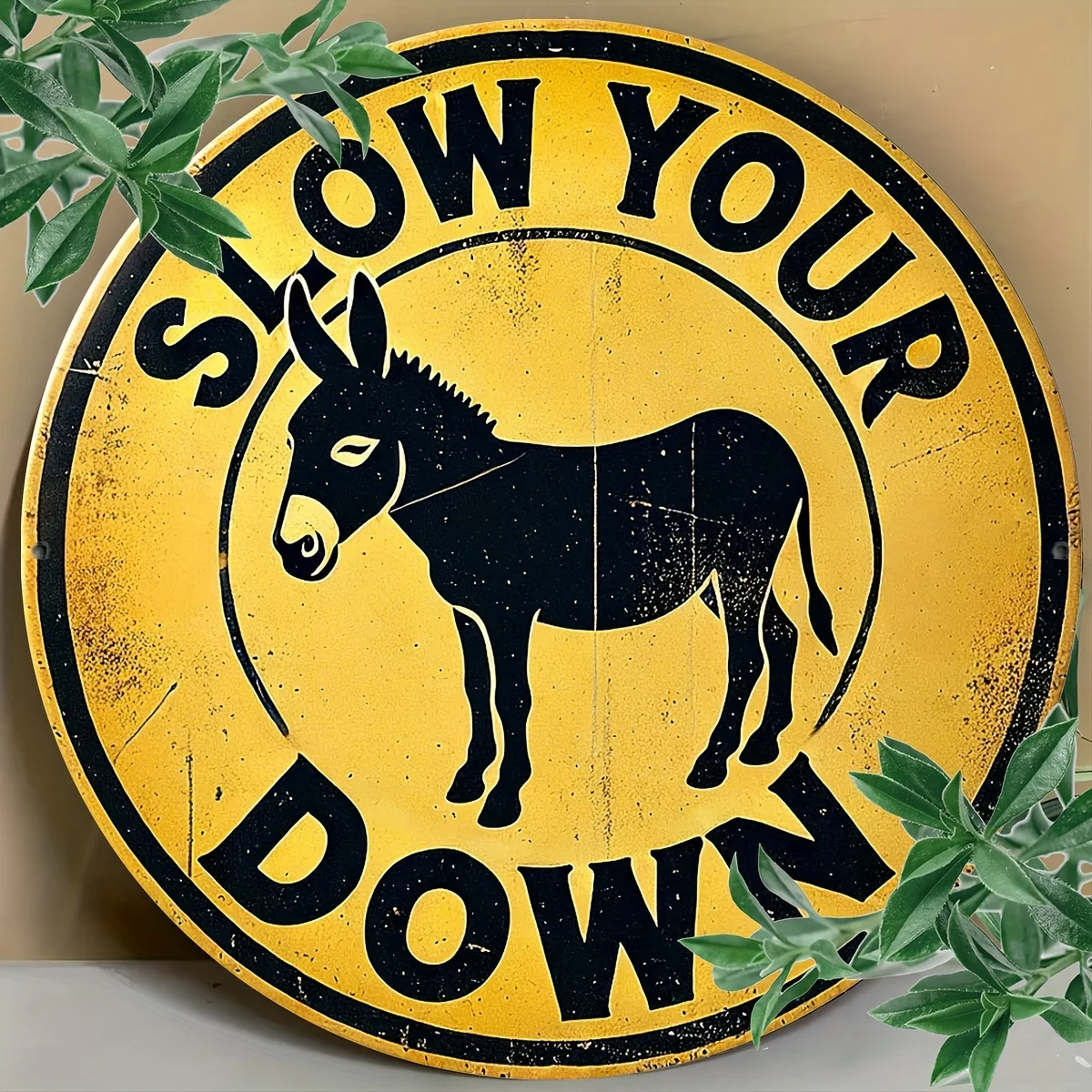 Vintage Aluminum Donkey Sign "Slow Your Down" - Durable Indoor/Outdoor ...