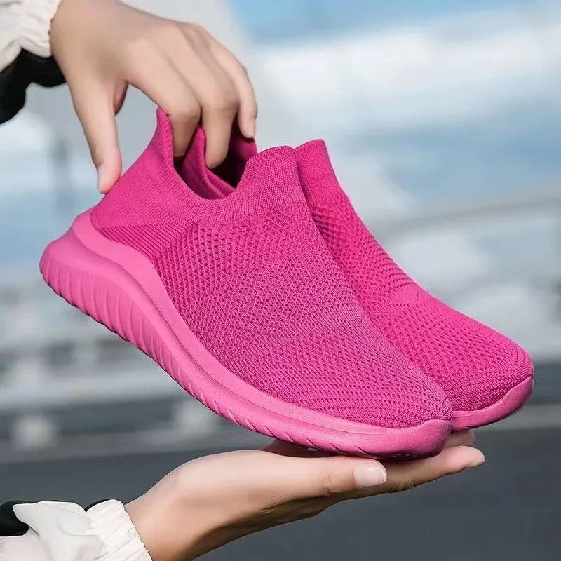 Women's Casual Shoes Autumn New Couple Knit Mesh Socks Sneakers Plus ...