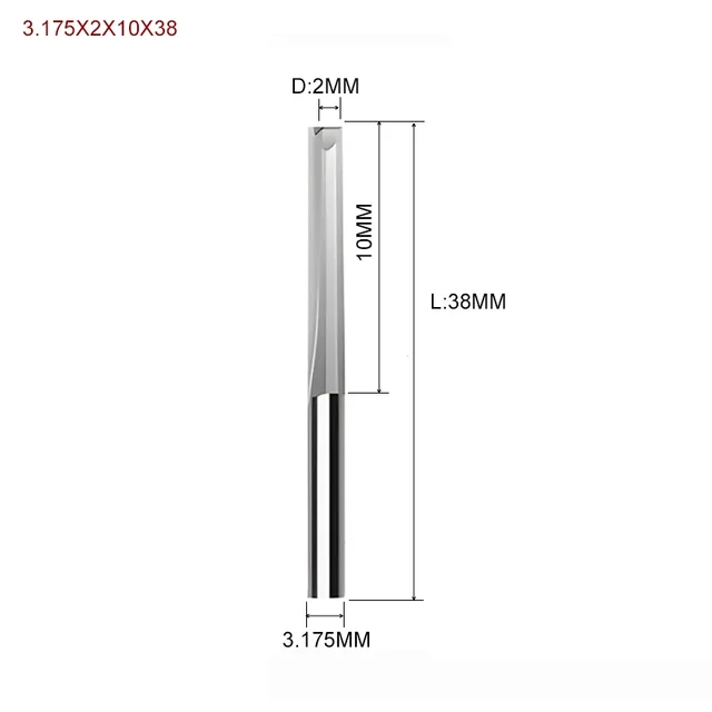 1pcs 3.175mm 4mm 6mm 8mm Two Flutes Straight Slot Bit Wood Cutter CNC ...