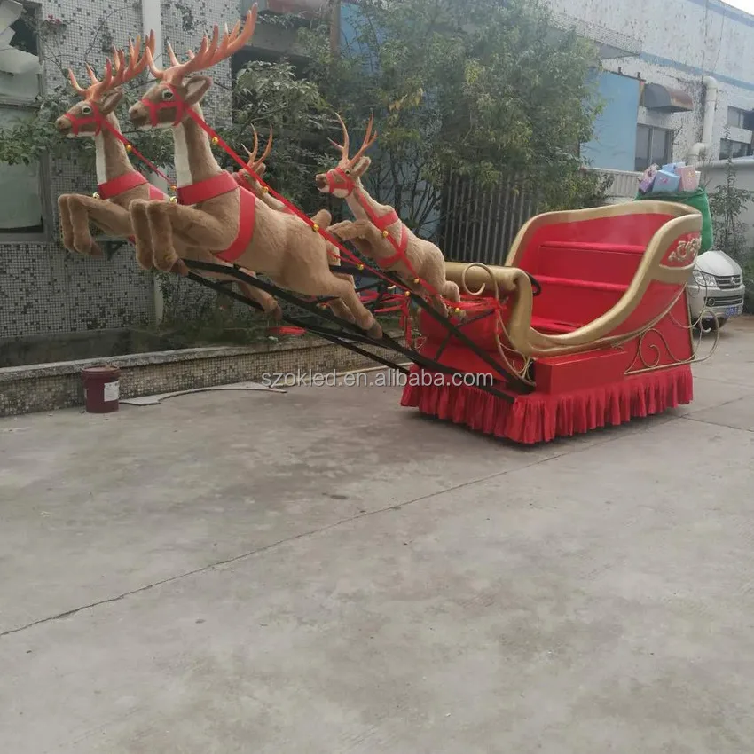 outdoor-santa-sleigh-Christmas-reindeer-and-sleigh-with-wheel ...