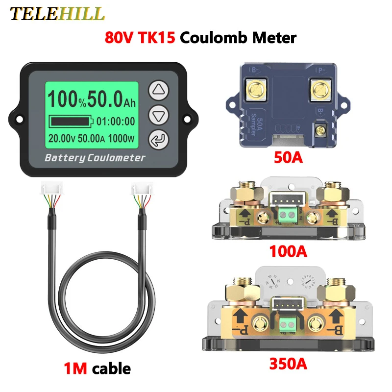 80V 50A 100A 350A TK15 Coulomb Meter Vehicle Battery Capacity Tester ...