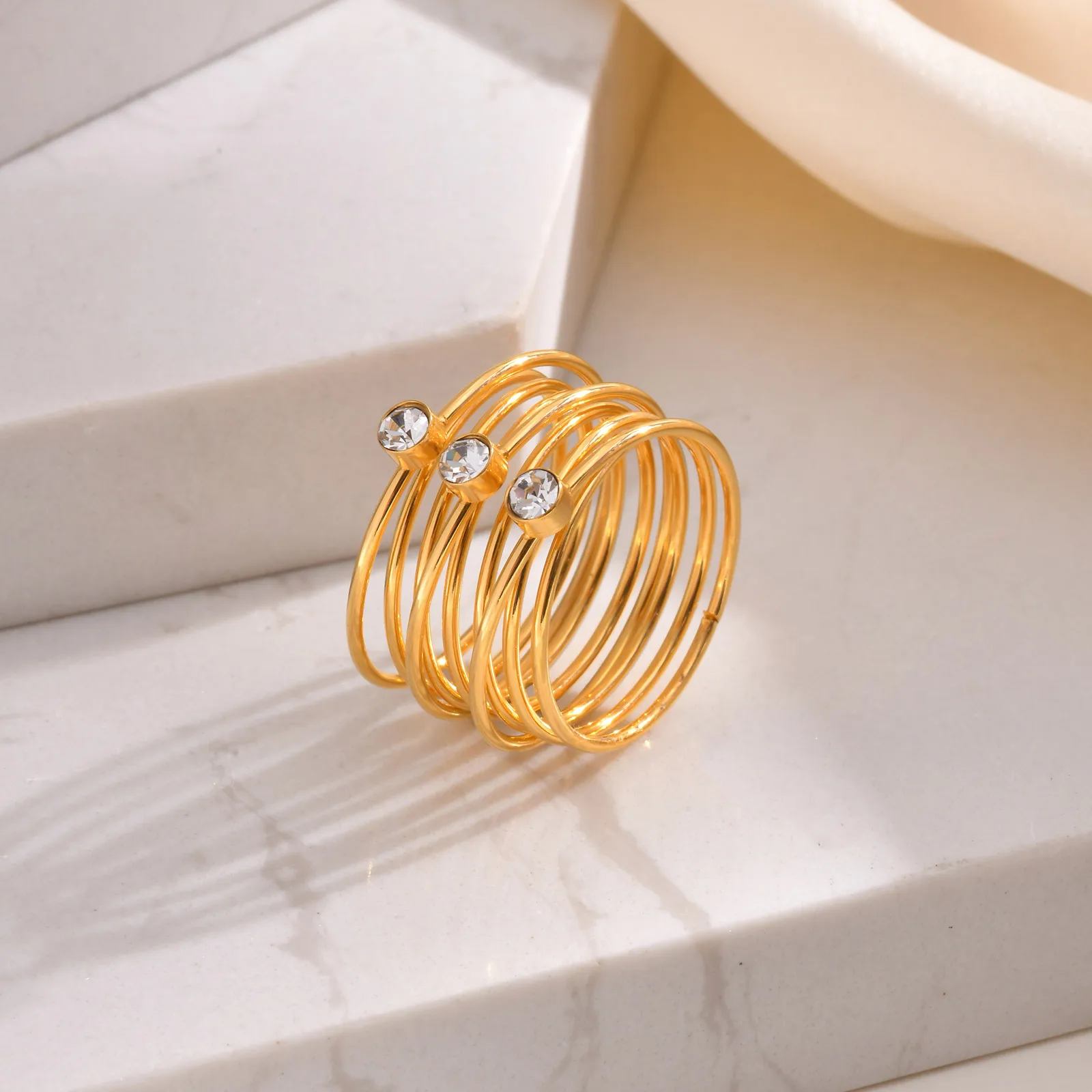 New-Multilayer-Winding-Line-Zircon-Rings-for-Women-Stainless-Steel-Line ...
