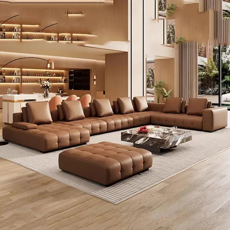 Elegante-L-Vorm-Lederen-Bankstel-Luxe-Relax-Sectionele-Bank ...