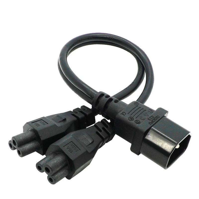 Power Y Type Splitter Adapter Cable Single IEC 320 C14 Male to Dual C5 ...
