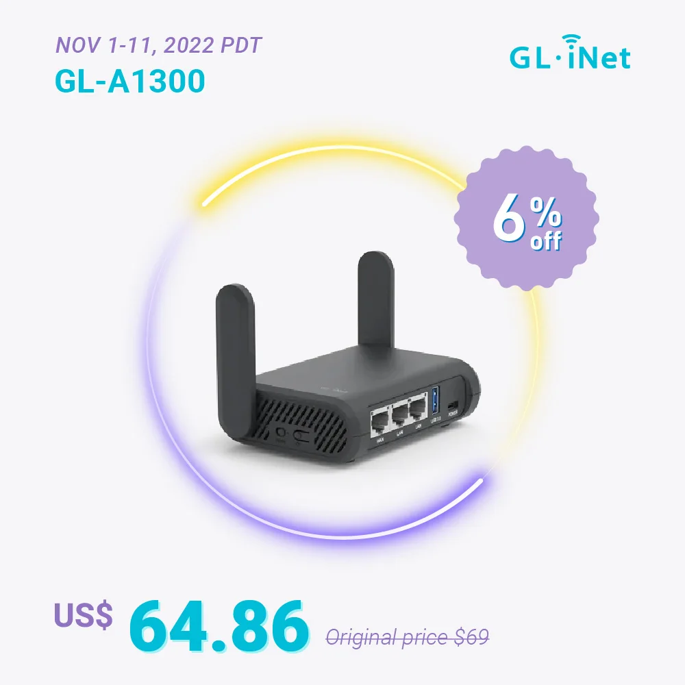 Slate Plus (gl-a1300) Ultra Efficient Vpn Encrypted Gigabit Travel ...