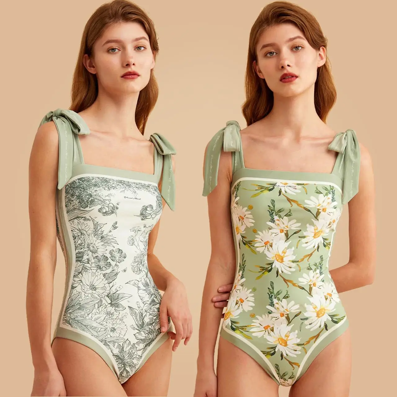 Bañador Vintage estampado de doble cara para mujer, traje de baño de una pieza, ropa de playa ...