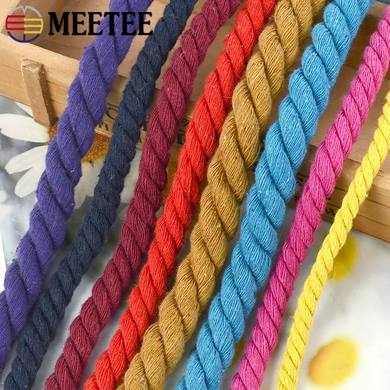 10Meters-Meetee-5-8-10-12-20mm-Colored-Cotton-Rope-Three-strand-Twisted ...