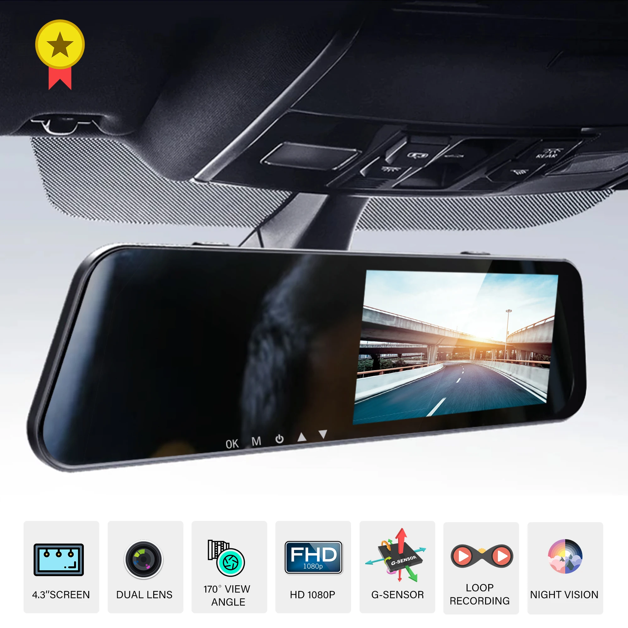 24H4-5In-Car-DVR-Dash-Camera-Rear-View-Dual-Lens-1080P-Full-HD-Cycle ...