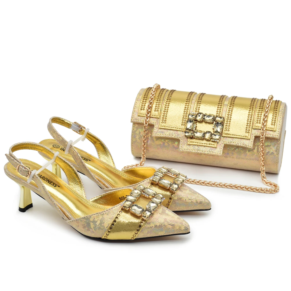 Nigeria Women Designer Shoes and Bags Decorated with Rhinestone Luxury ...