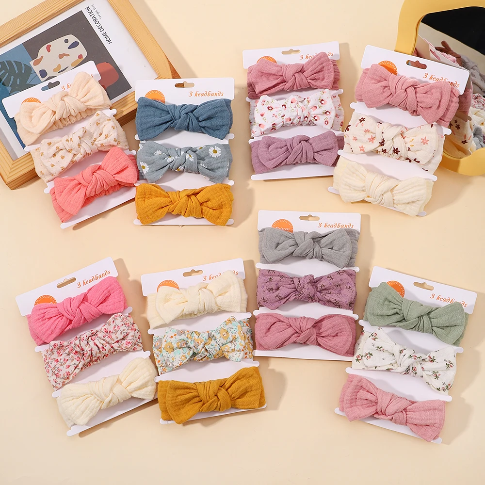 3pcs Baby Girls Headband Set Bow Knot Head Wrap Bandage Kids Toddlers ...