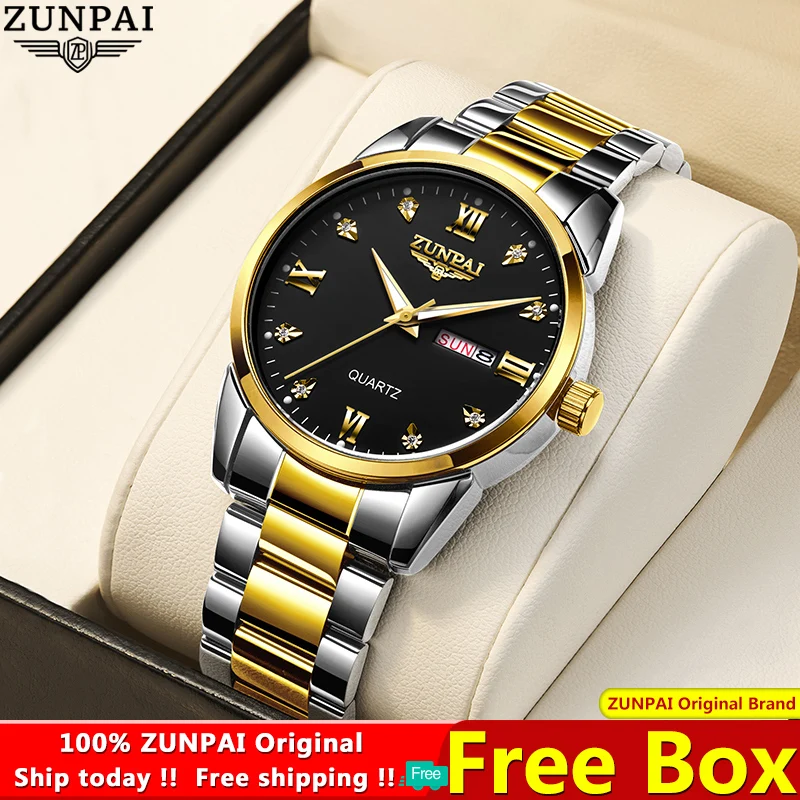 100-Original-ZUNPAI-Watch-For-Men-Waterproof-Stainless-steel-Fashion ...