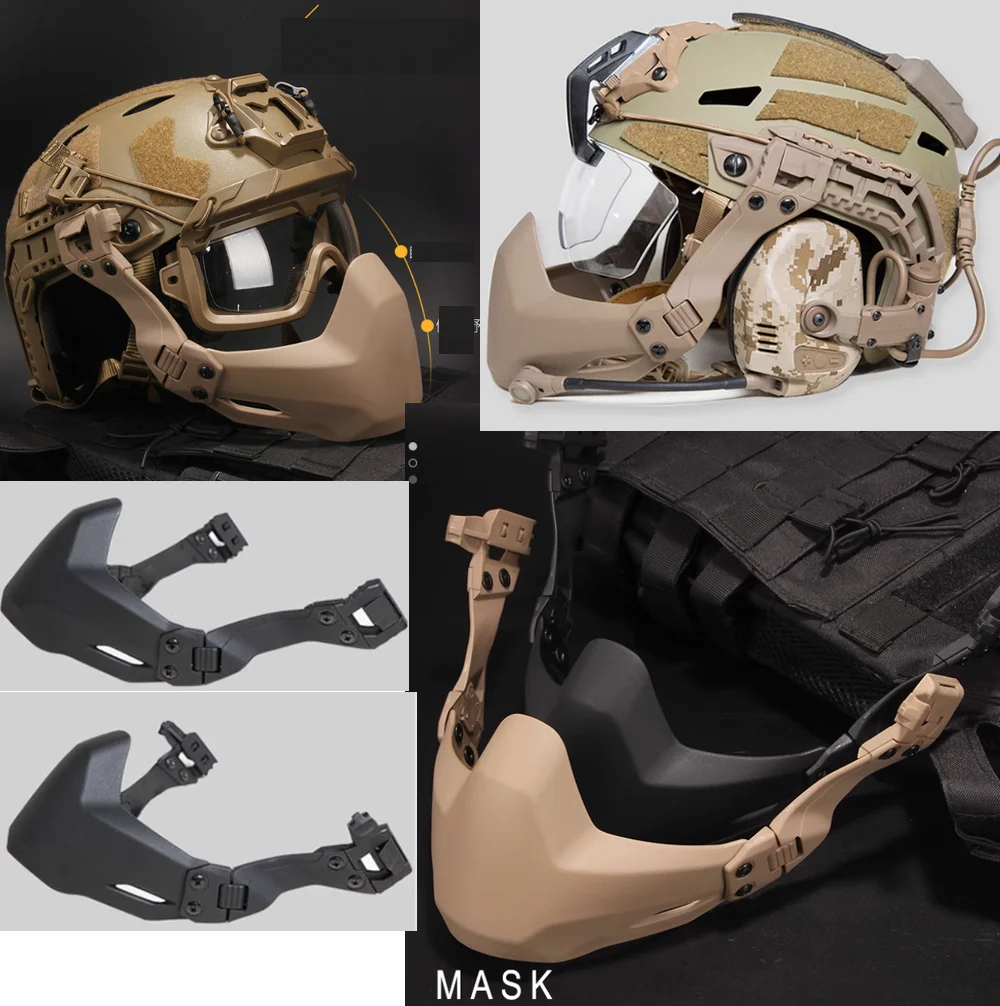 FMA Tactical Helmet Protective Mask Folding Half Seal Mask Mandible ...